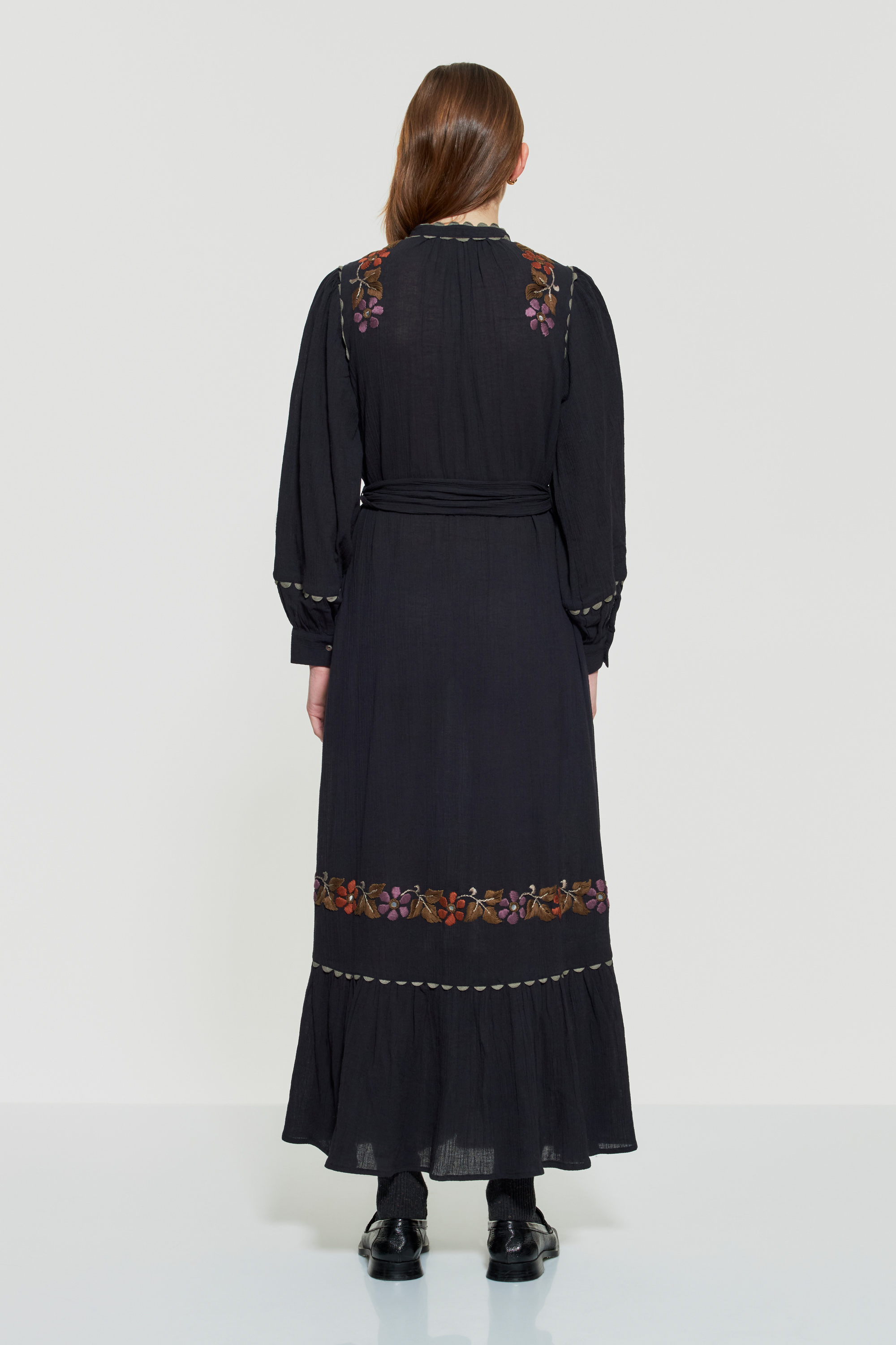 Vani Embroidered Maxi Dress Black Cotton Dress Antik Batik